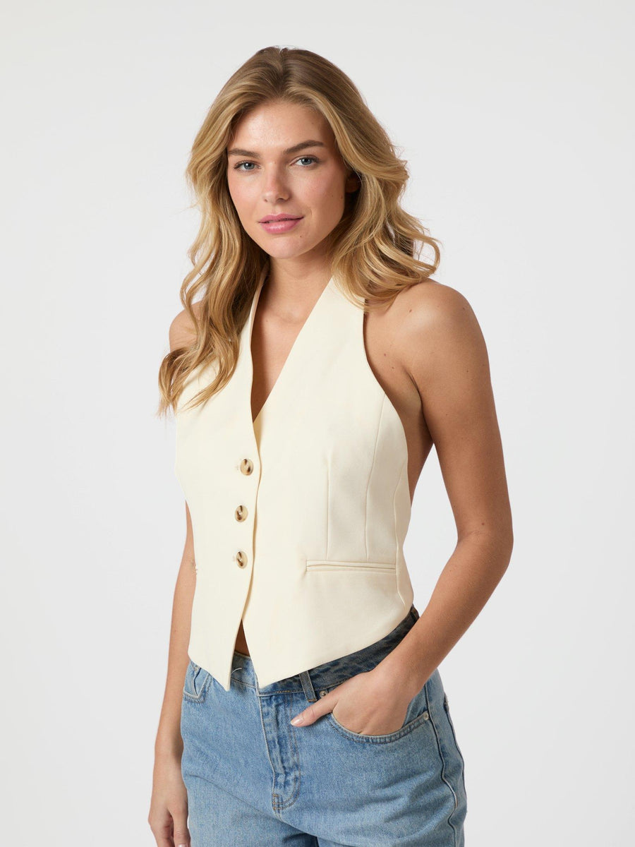 NEO NOIR Ezza Structure Halterneck Vest Off White – Pinoc Store